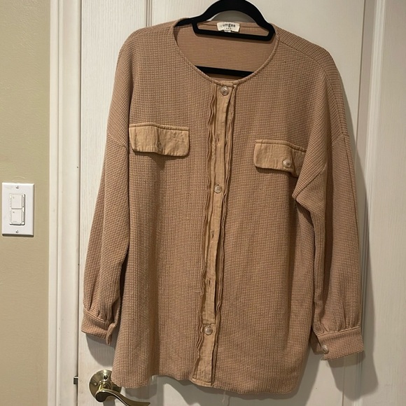 Umgee | Jackets & Coats | Small Oversized Tan Shacket | Poshmark